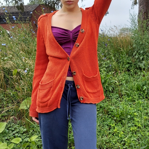 Talbots | Sweaters | Vintage Orange Talbots Cardigan | Poshmark